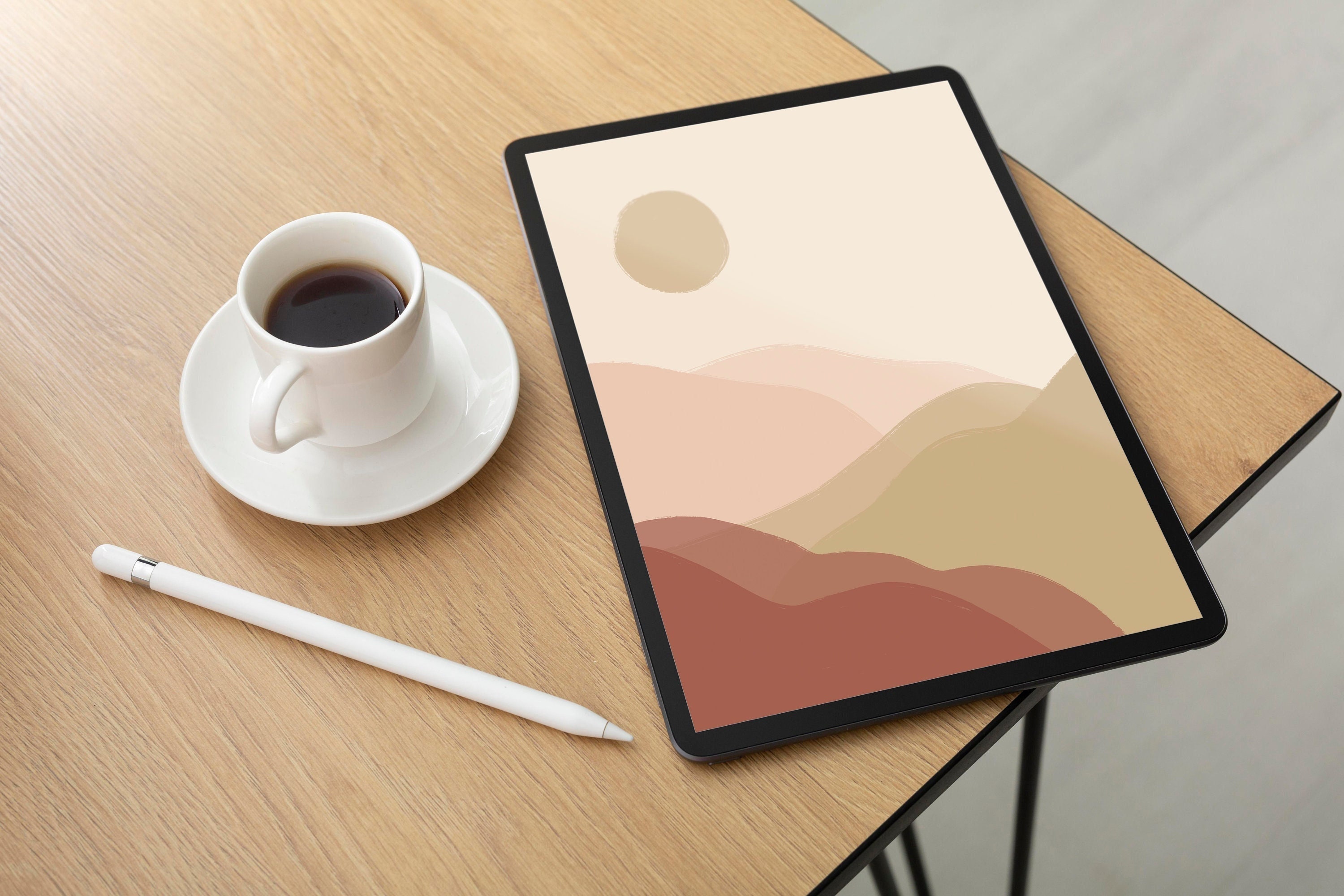 Aesthetic beige iPad background Abstract tablet lock screen background ...