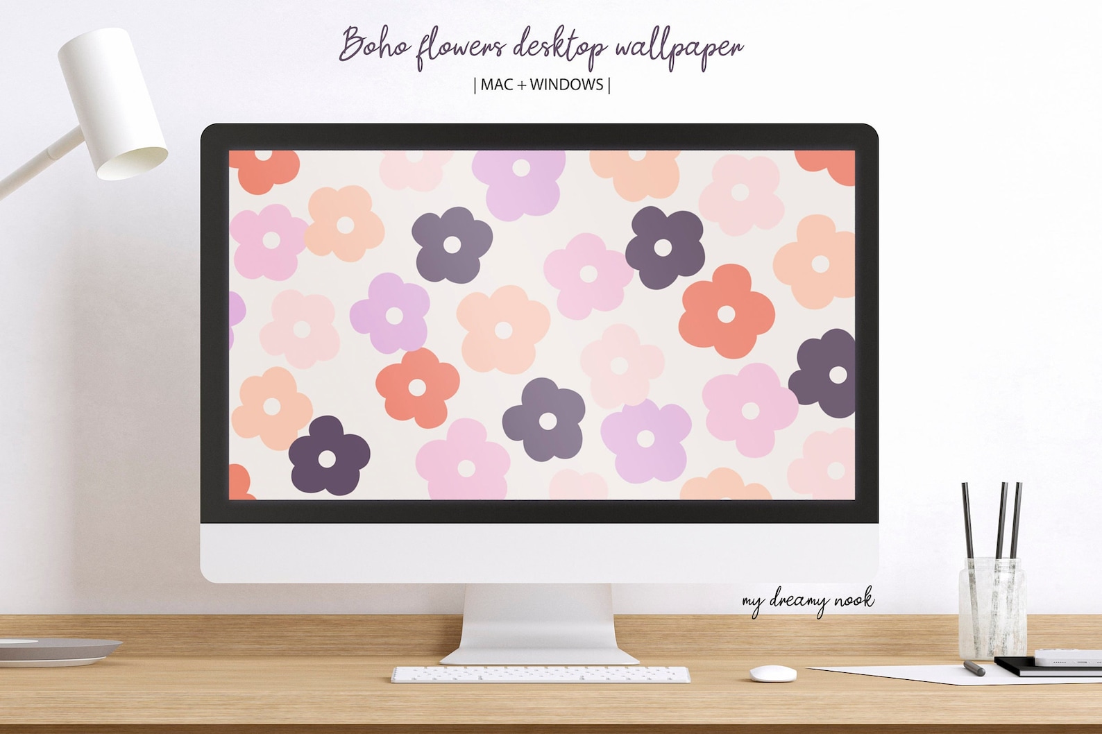 Boho Desktop Background Floral Computer Wallpaper Cute | Etsy
