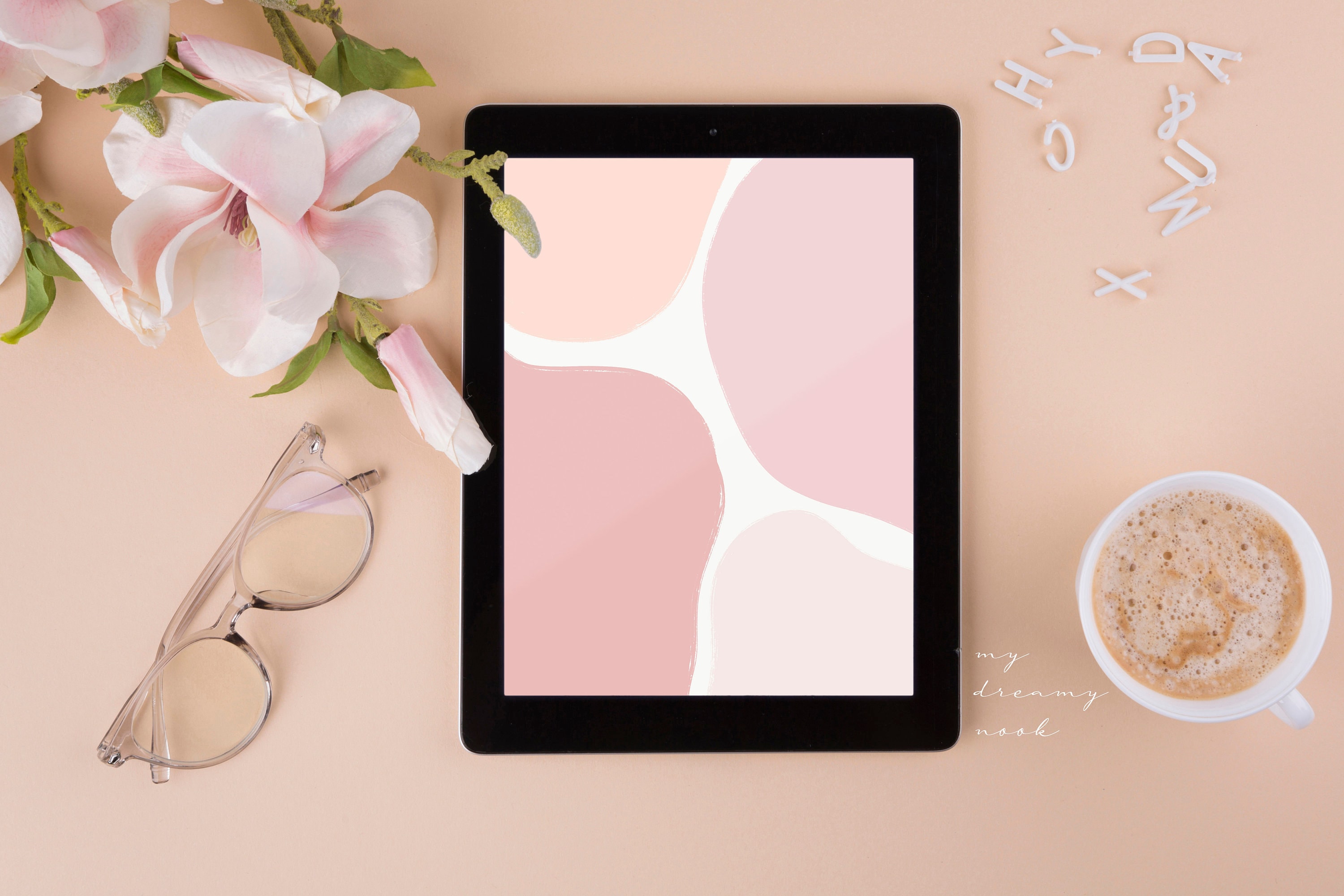 Pink iPad wallpaper Tablet lock screen minimal Boho home | Etsy