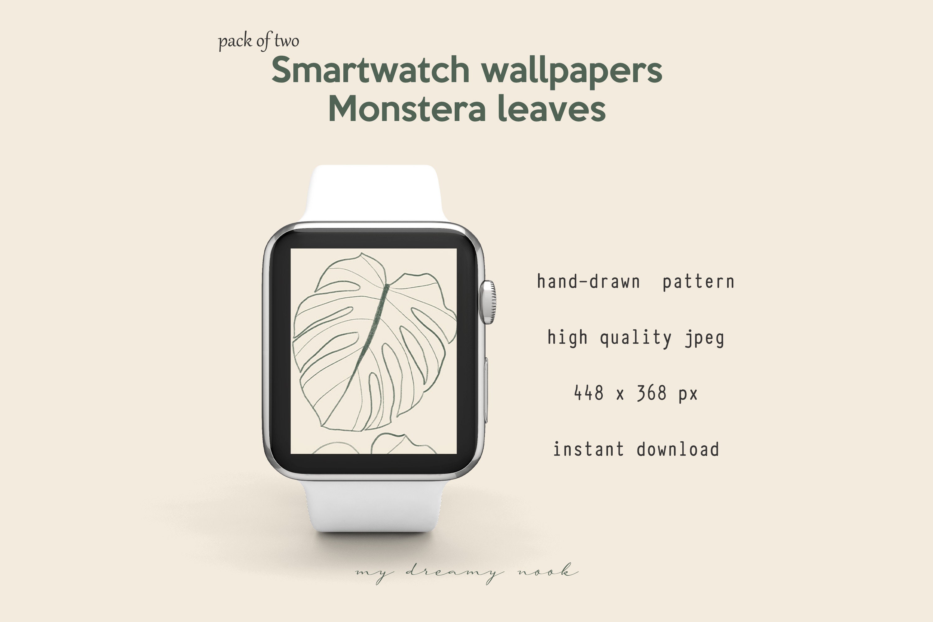 Monstera Leaves Watch Wallpaper Apple Watch Face Design - Etsy