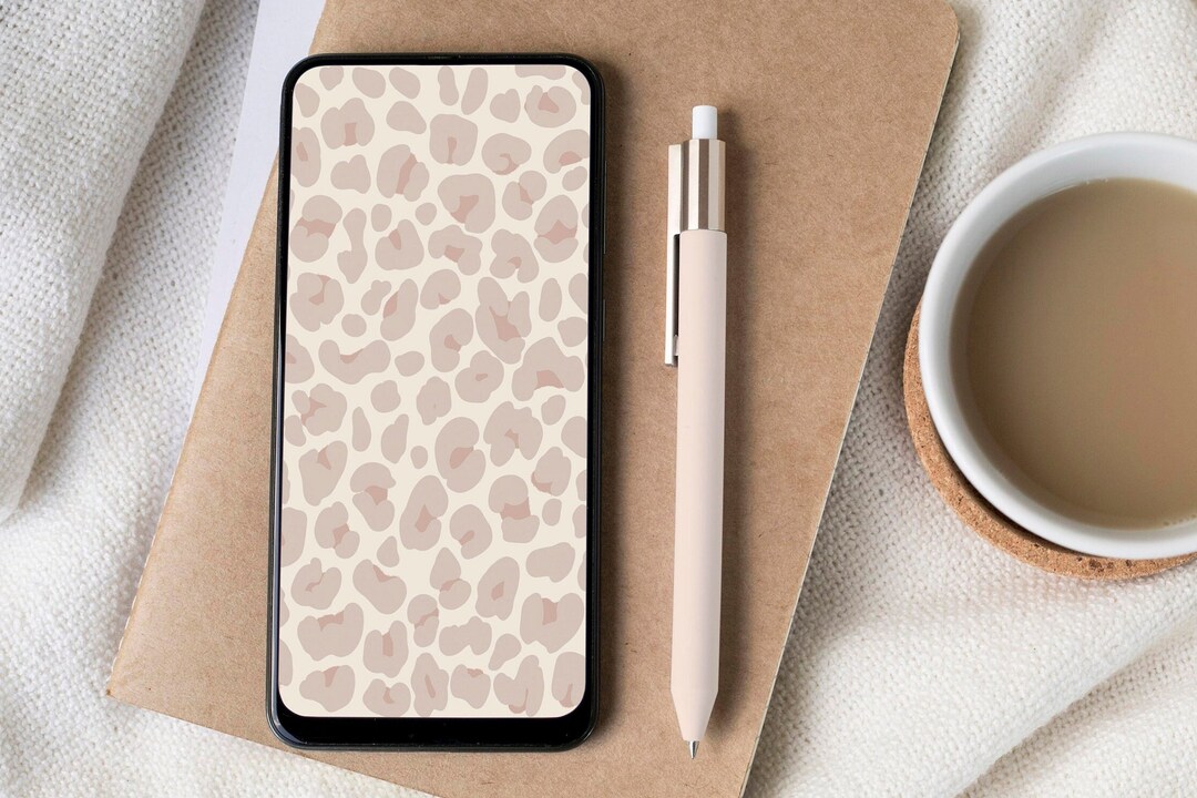 Leopard Print iPhone Wallpaper: Neutral Beige Animal Print Lock Screen ...