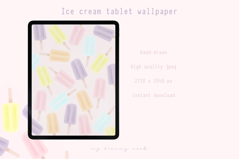Pastel Ipad Background Ipad Wallpaper Ice Cream Tablet - Etsy