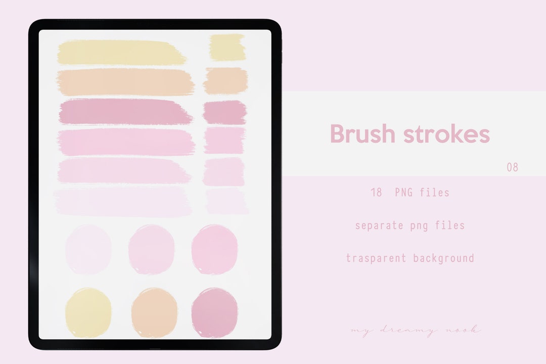 Brush Strokes Clip Art | Digital Journaling Stickers | Pink Planner ...