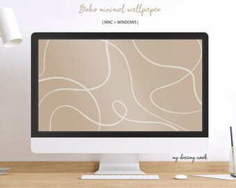Boho Desktop Background Neutral Desktop Wallpaper Beige | Etsy