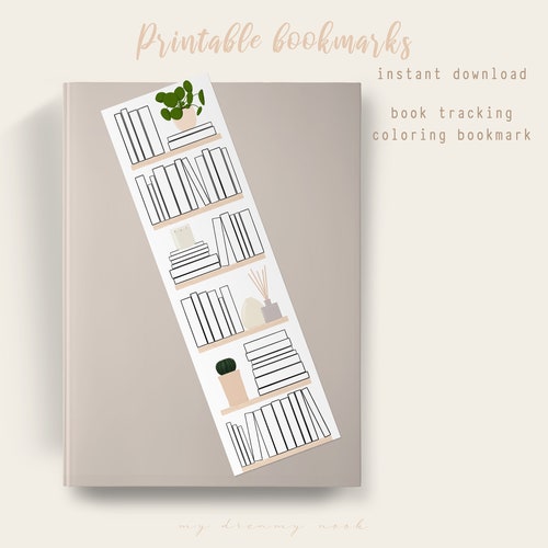 Printable Bookshelf Bookmarks Reading Tracker Coloring - Etsy
