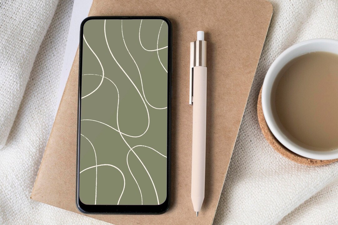 Green iPhone Lock Screen Minimal Wallpaper Phone Home Screen Boho ...