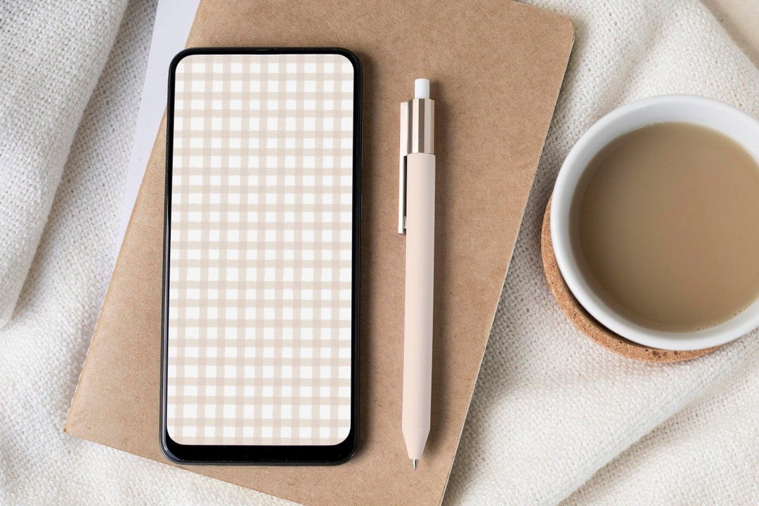 Check iPhone Lock Screen | Neutral Phone Wallpaper | Beige iPhone ...