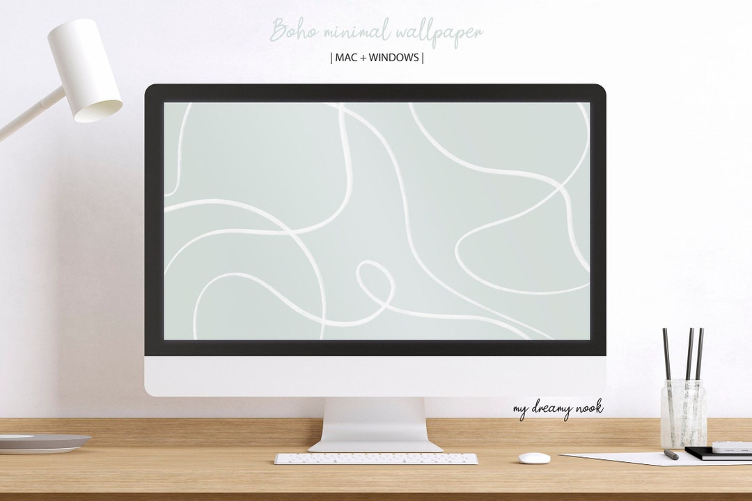 Blue Aesthetic Desktop Wallpaper | Boho Desktop Background | Minimal ...