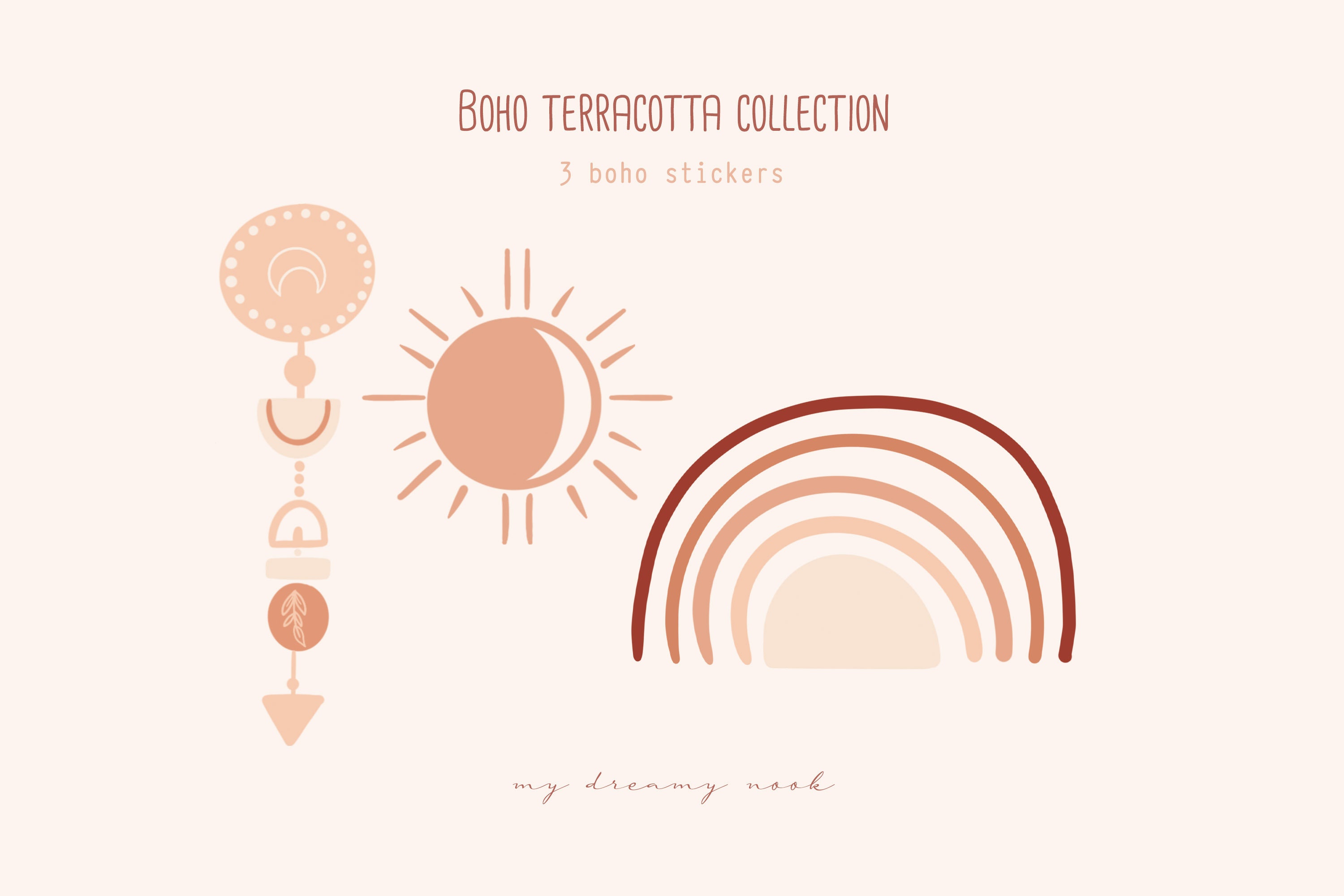 Boho Digital Stickers Abstract Planner Sticker Set Digital | Etsy