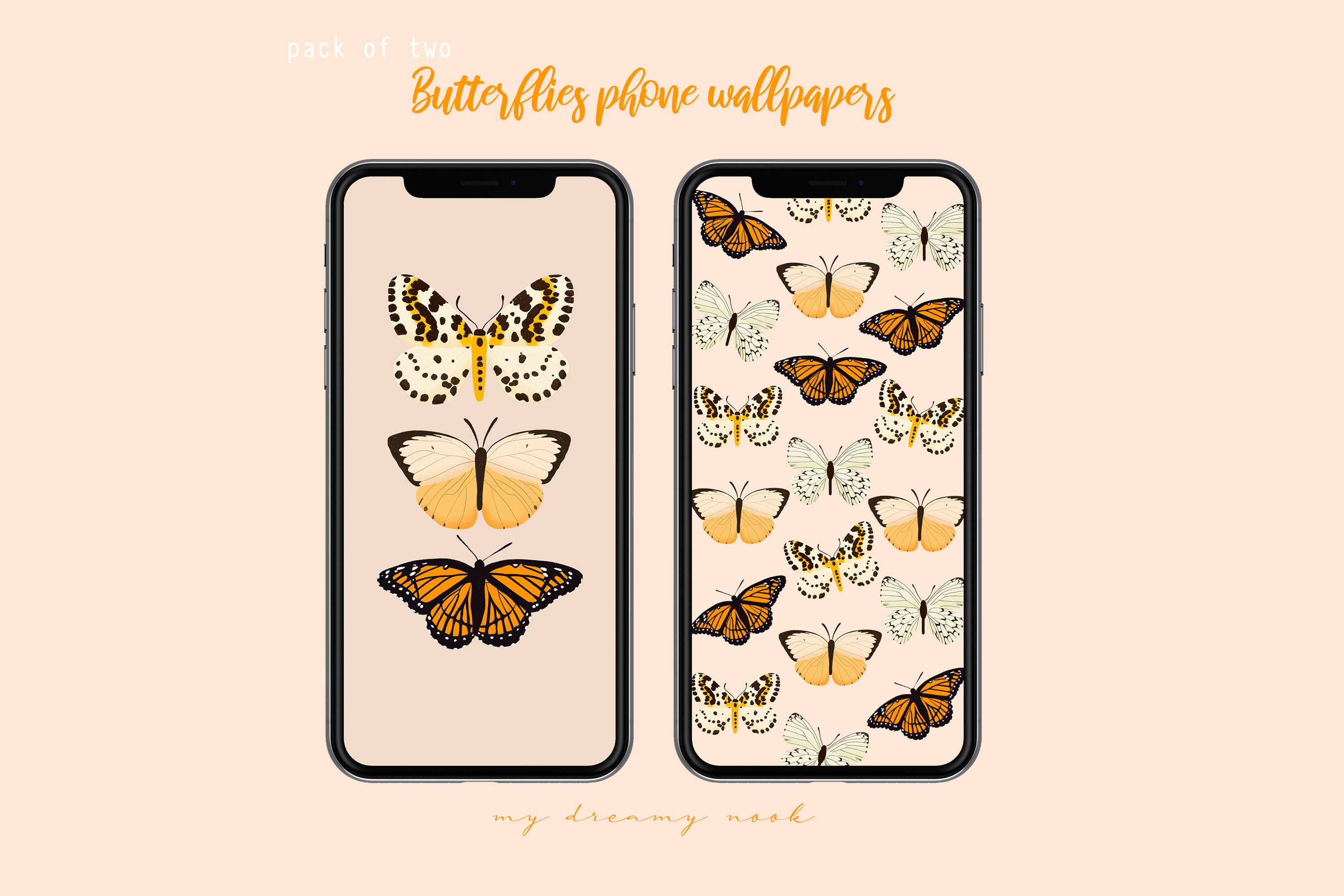 Butterflies iPhone wallpaper Spring phone lock screen | Etsy