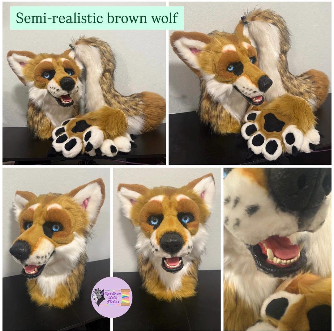 Realistic Brown Wolf Mini Partial Fursuit - Etsy