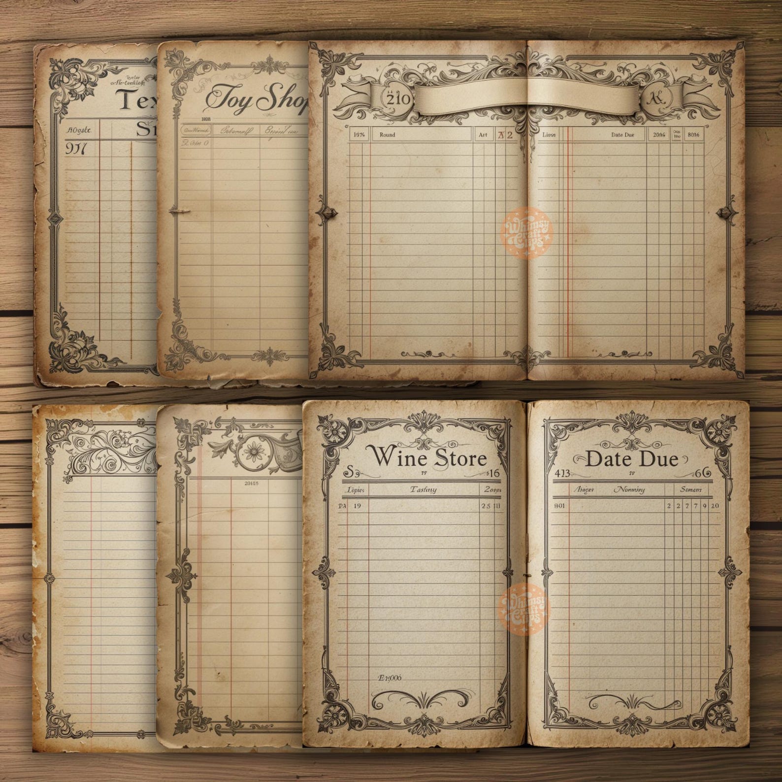 Vintage Ledger Junk Journal Papers, Digital Antique Ledger Papers ...