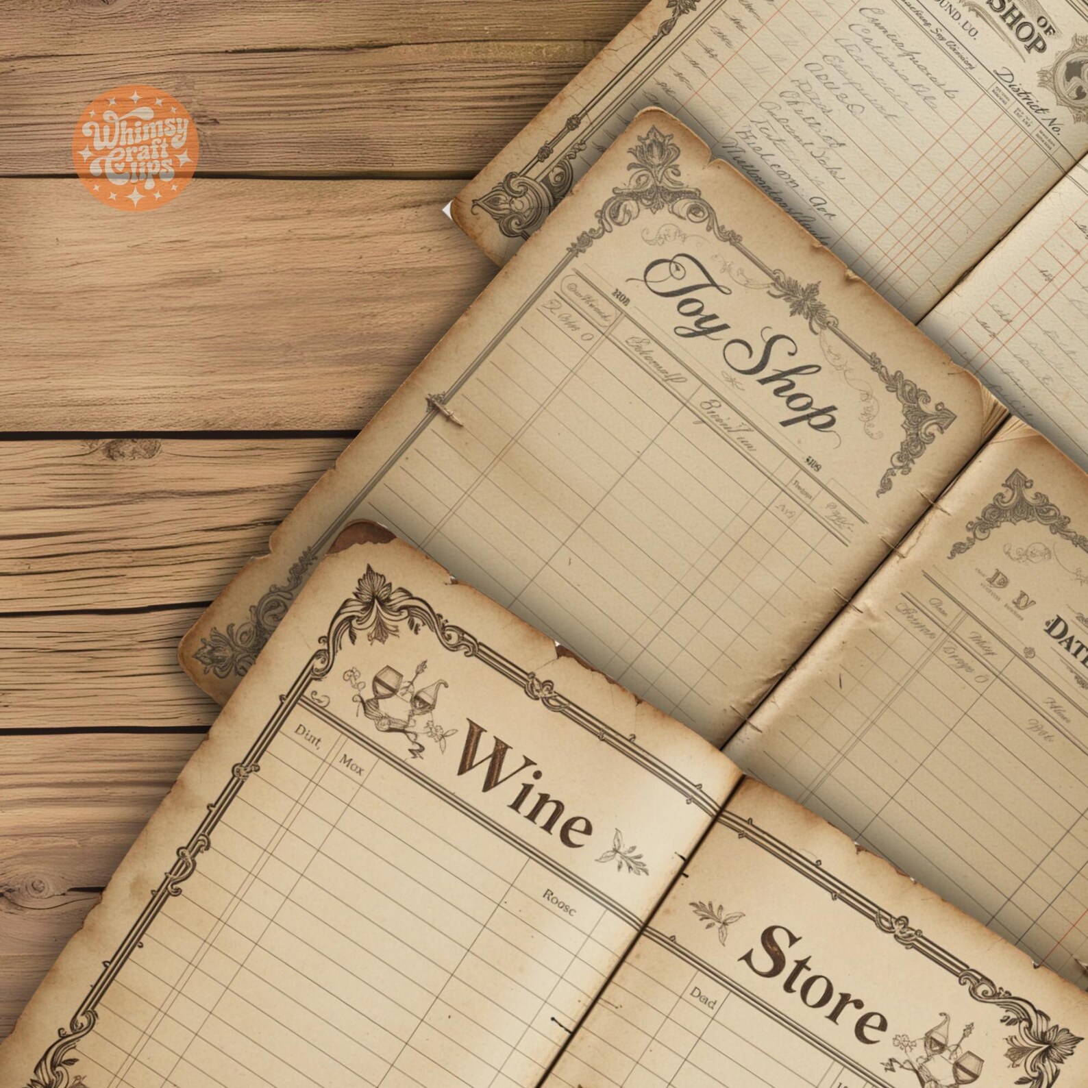 Vintage Ledger Junk Journal Papers, Digital Antique Ledger Papers ...