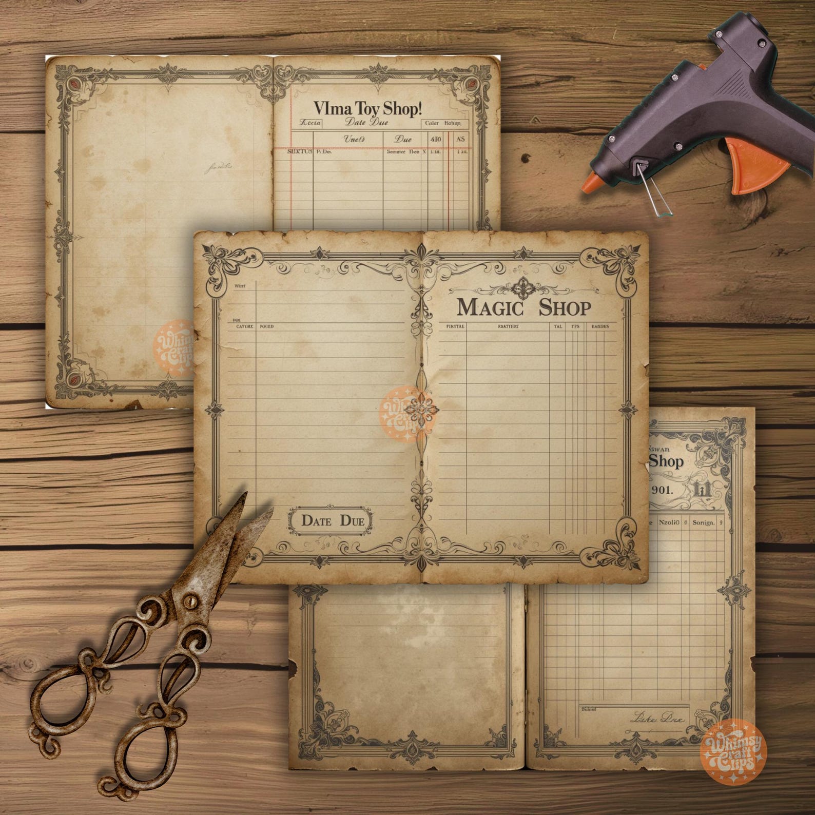 Vintage Ledger Junk Journal Papers, Digital Antique Ledger Papers ...