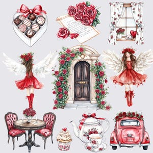 Boho Watercolor Valentine's Clipart: Romantic Digital Art Bundle for ...