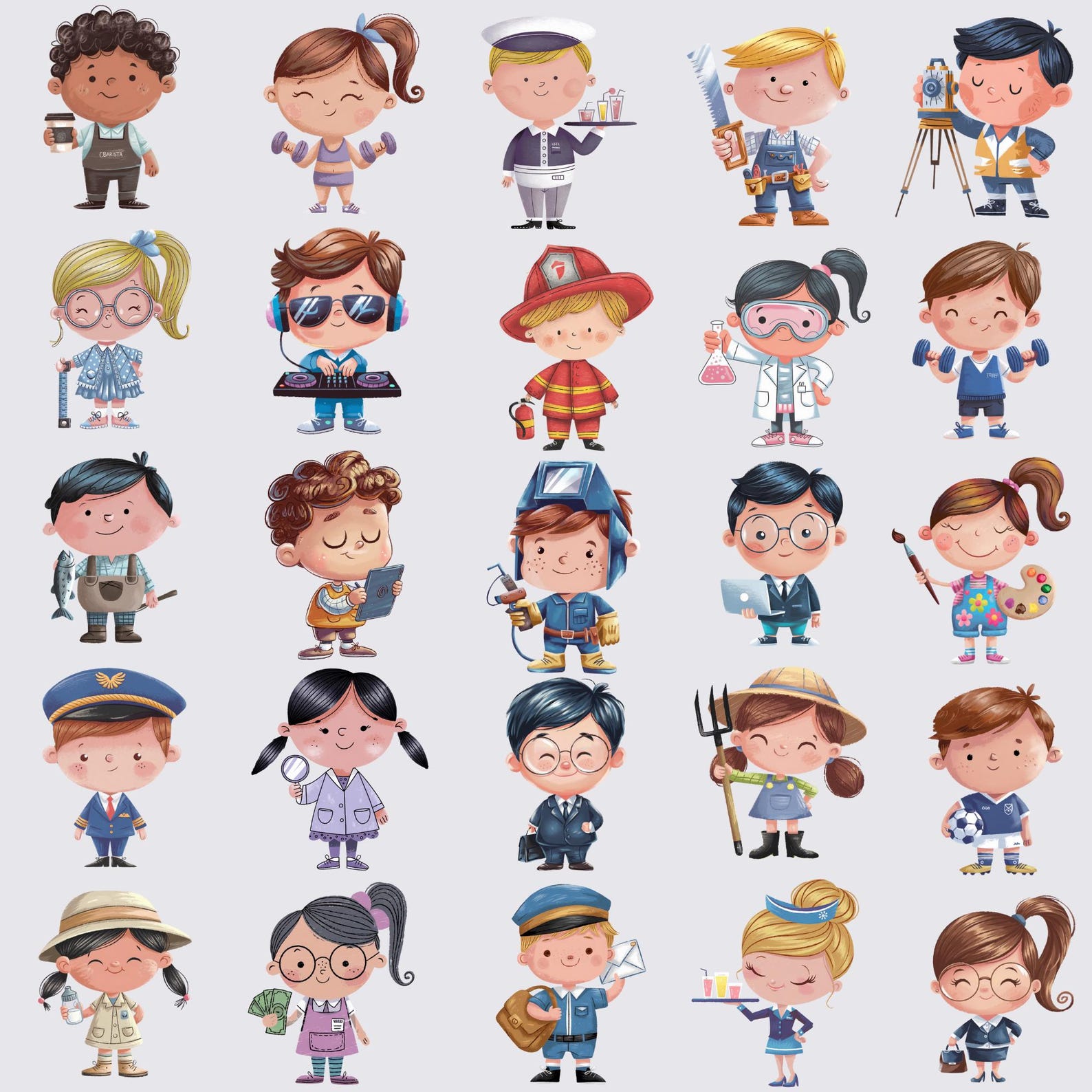 Watercolor Kids Careers Clipart Bundle: Explore Dream Jobs ...