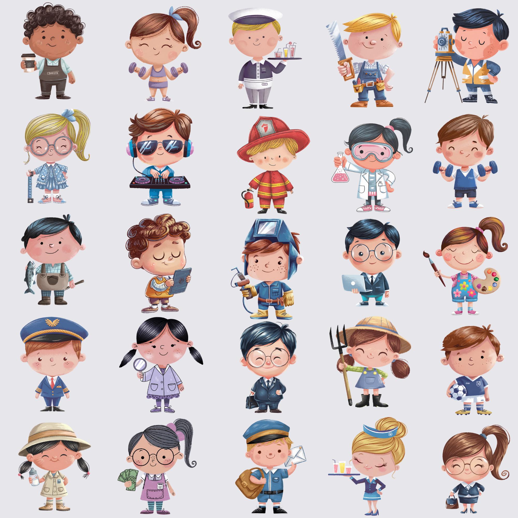Watercolor Kids Careers Clipart Bundle: Explore Dream Jobs ...