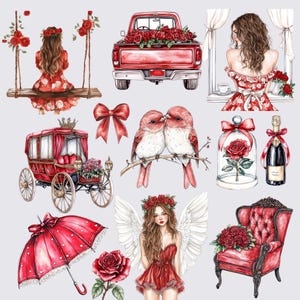 Boho Watercolor Valentine's Clipart: Romantic Digital Art Bundle for ...