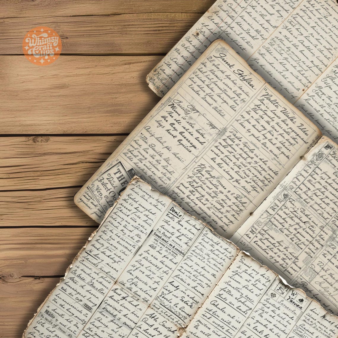 Vintage Handwritten Notes Junk Papers, Horizontal Junk Journal Filler ...