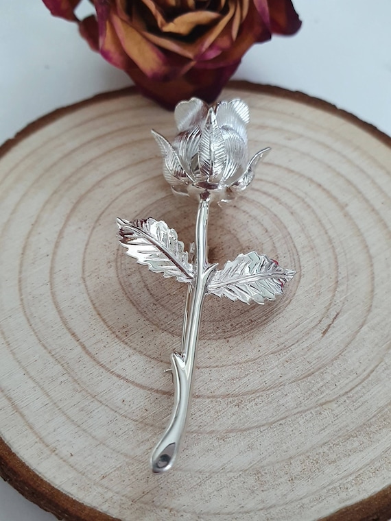 Sterling Silver Rose Brooch Great Detail Solid Silver - Etsy