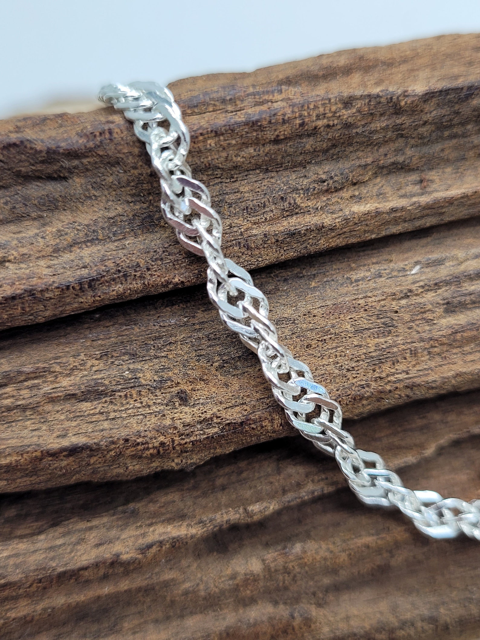 Handmade Sterling Silver Diamond Cut Rope Anklet – Plus Size Ankle ...