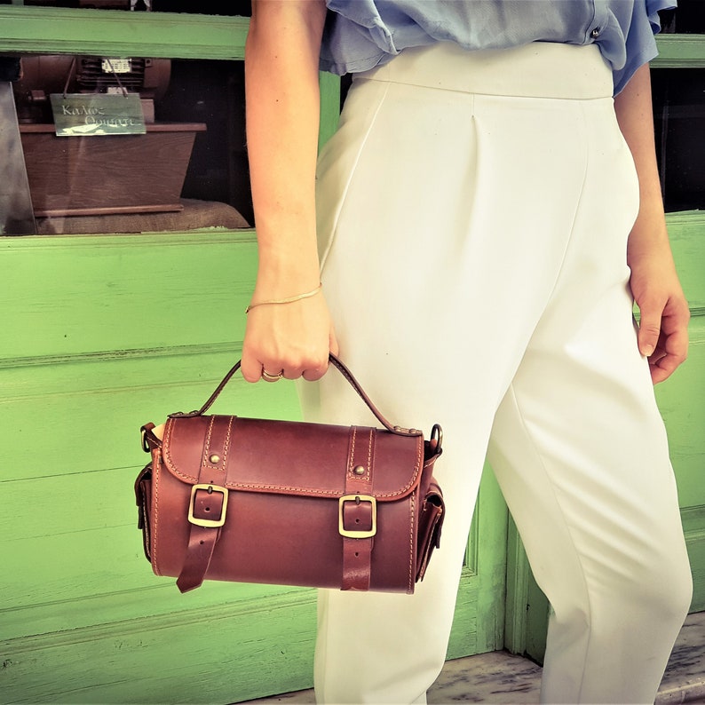 Small Barrel Bag/crossbody Bag Purse/leather Cylinder Bag/circle Bag ...