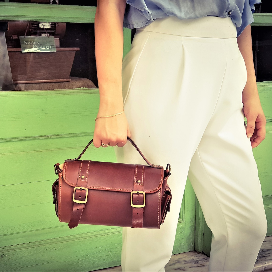 Small Barrel Bag/crossbody Bag Purse/leather Cylinder Bag/circle Bag ...