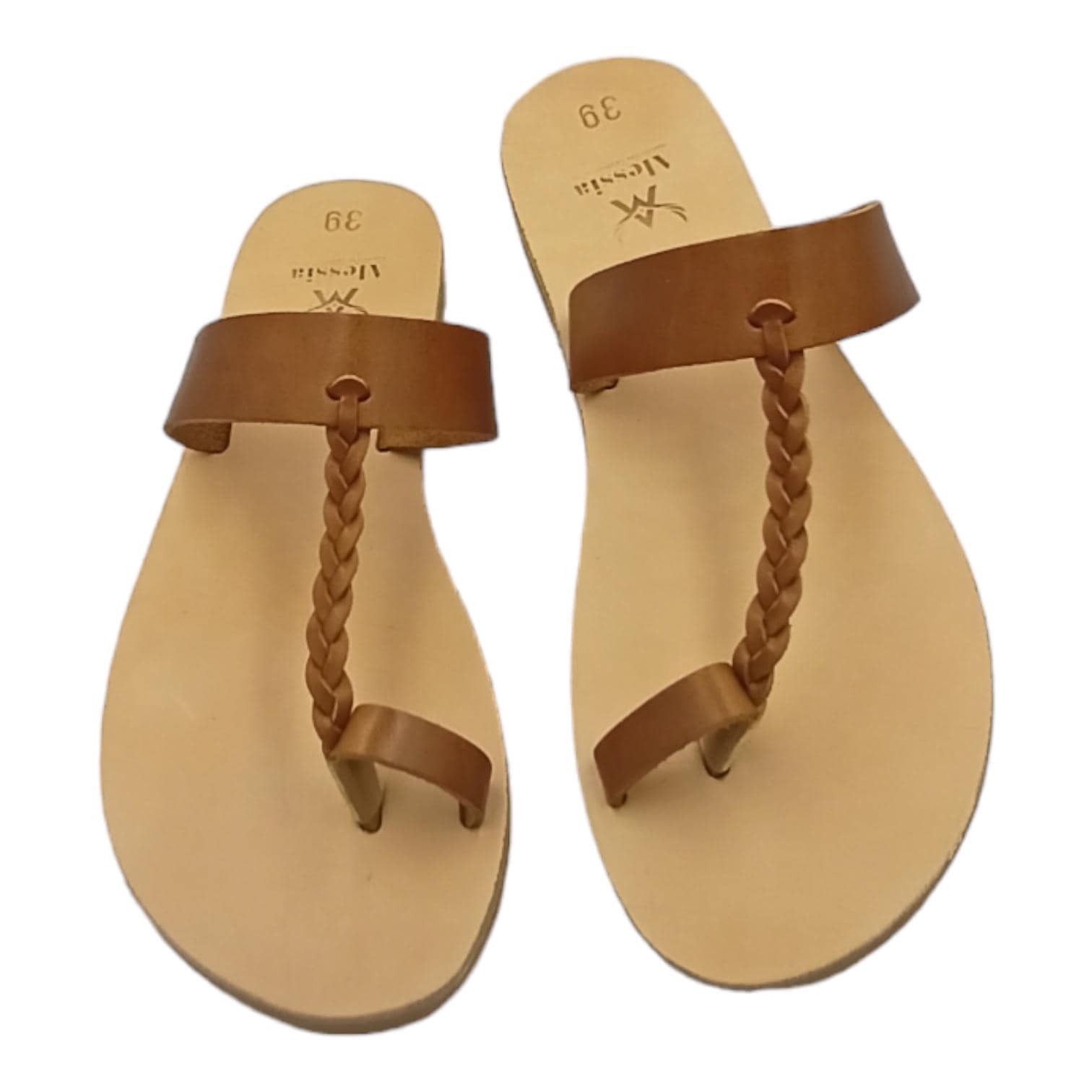 Braided Leather Sandals - Tan Toe Ring Sandals - Handmade Greek Sandals ...