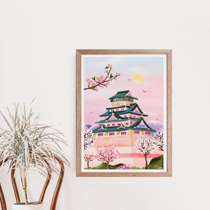 Osaka Castle, Japan Print, Illustrated Print, Travel Poster - Etsy