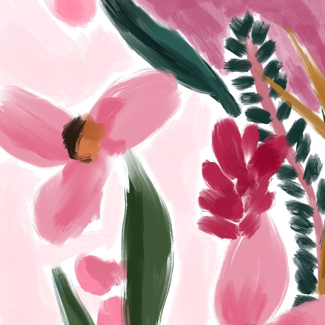 Pink Floral Poster Abstract Florals Wall Art A5 A4 A3 - Etsy UK