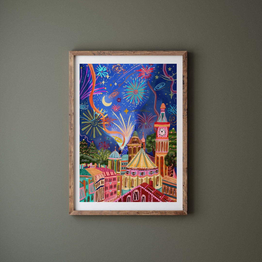 Firework Light Print | Bonfire Night Illustration | A5 / A4 / A3 - Etsy