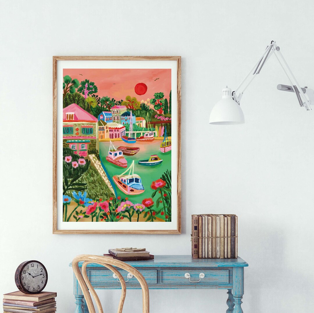 Polperro Print, Cornwall Poster, Illustrated Travel A5 / A4 / A3 / A2 ...