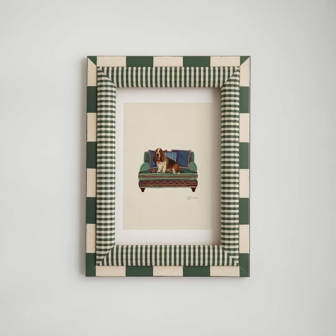 Basset Hound Print | Dogs on Chairs Collection | 5x7 Inches / A5 / A4 ...