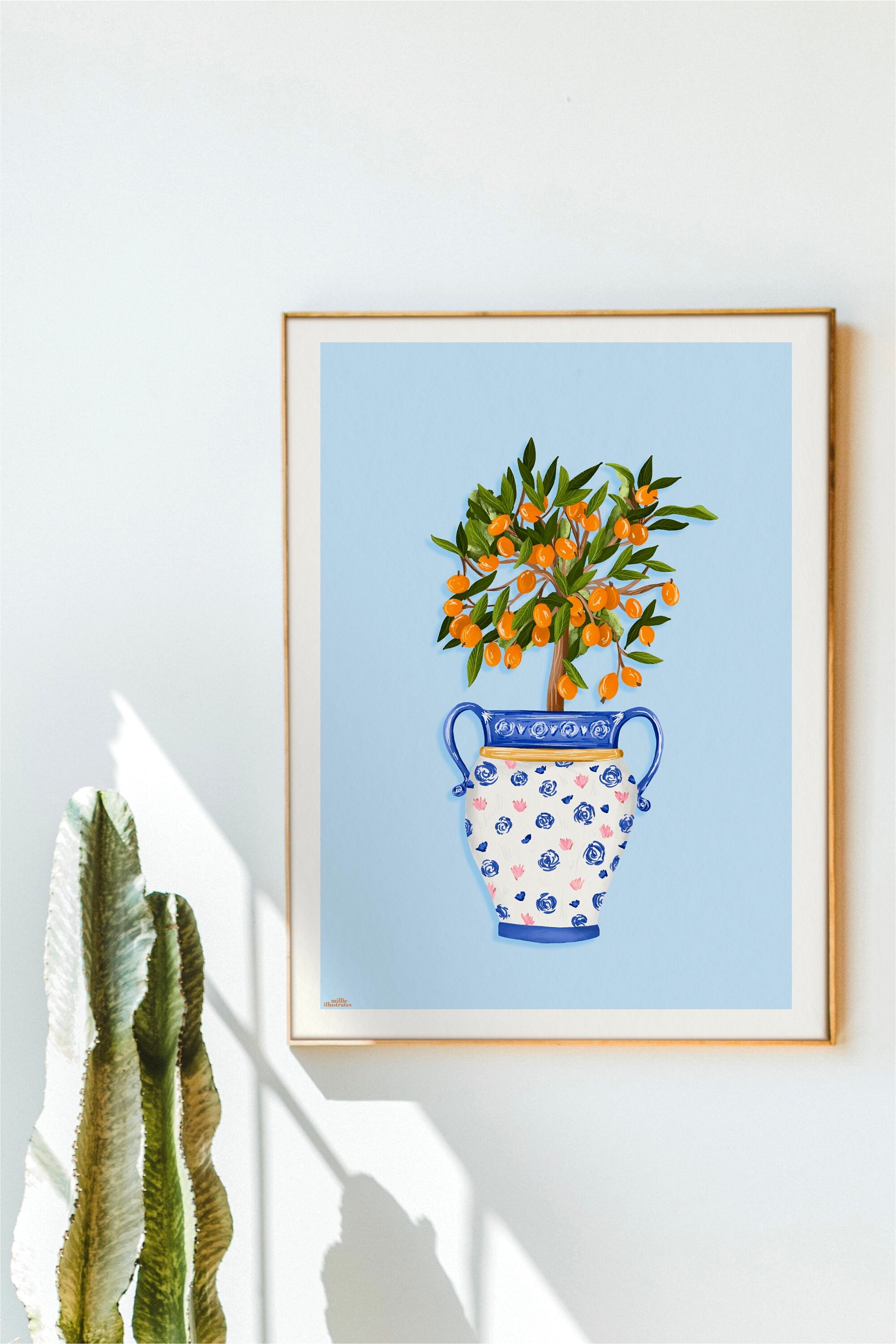 Orange Tree Print Fruit Art Summer Print Orange Tree | Etsy