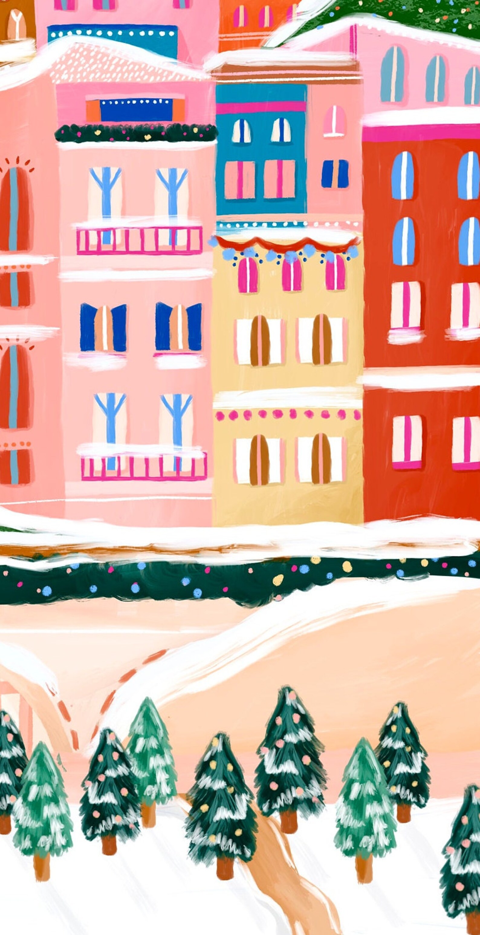 Winter in Menton Print | France Artwork, Festive Print, Snow Scene - Etsy