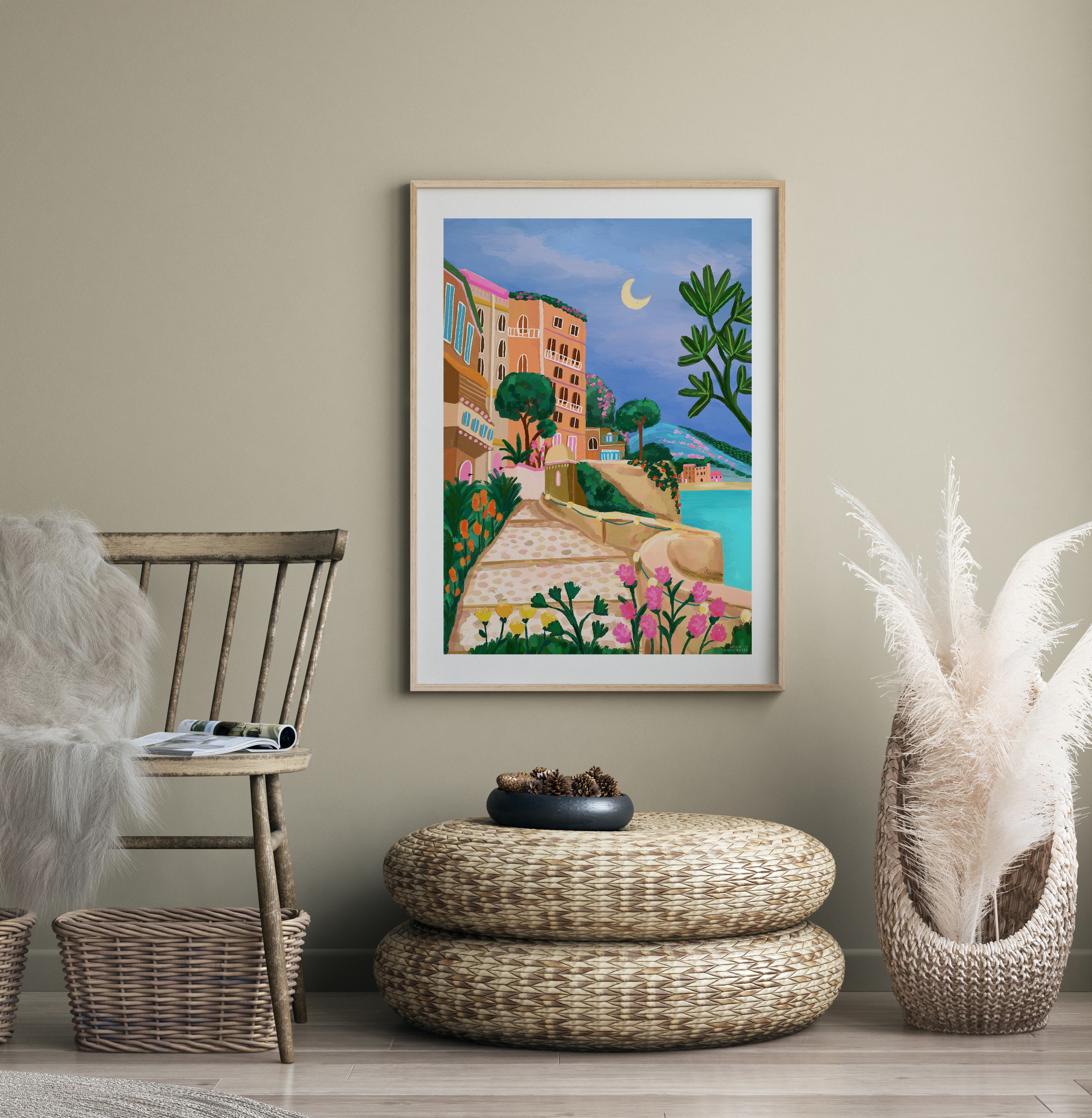 Monaco Print, French Riviera Poster, Illustrated Travel A5 / A4 / A3 ...