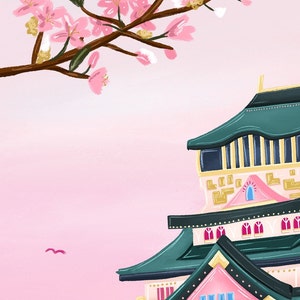 Osaka Castle, Japan Print, Illustrated Print, Travel Poster - Etsy