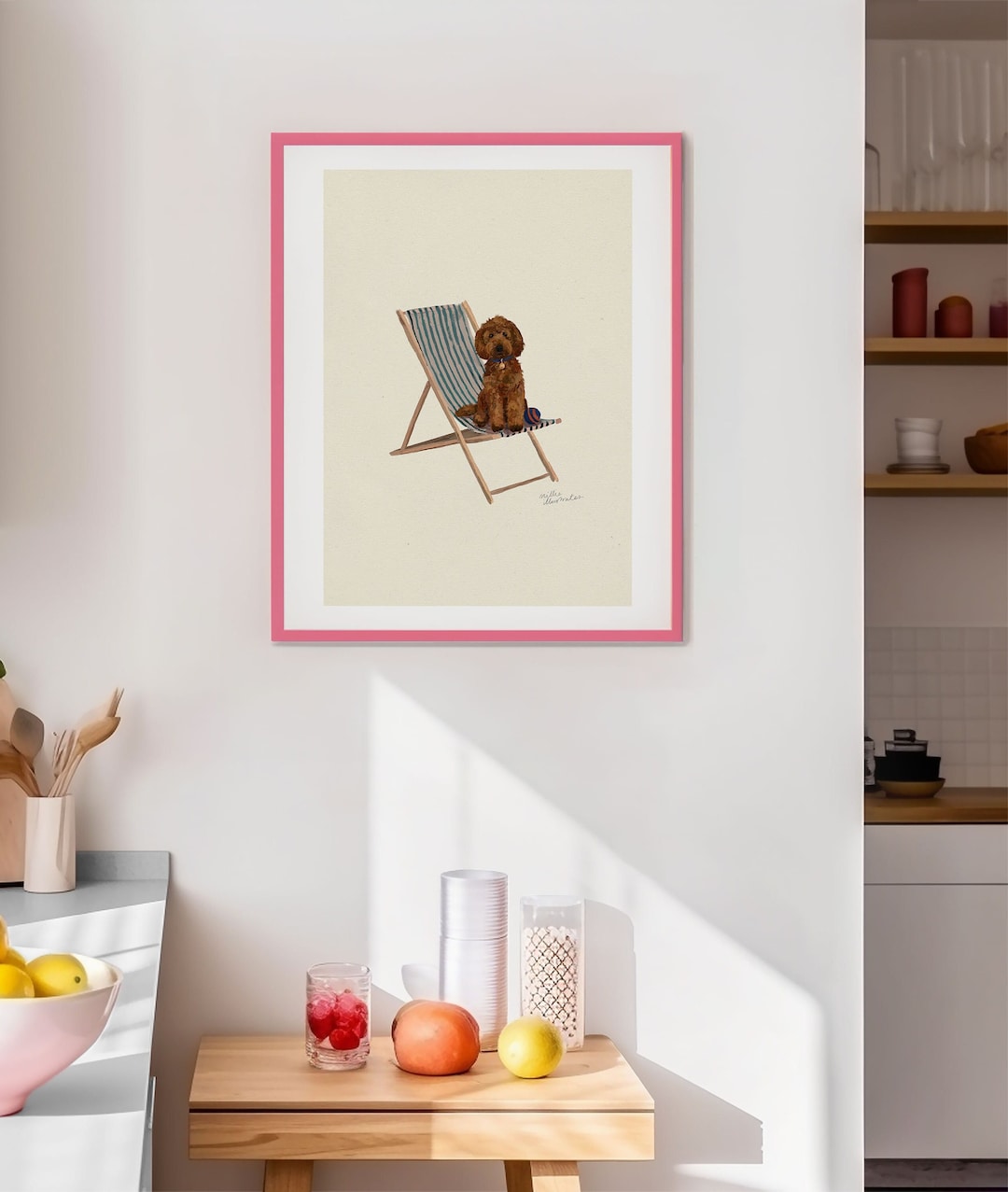 Golden Doodle Print | Dogs on Chairs Collection | 5 X 7 Inches / A5 ...