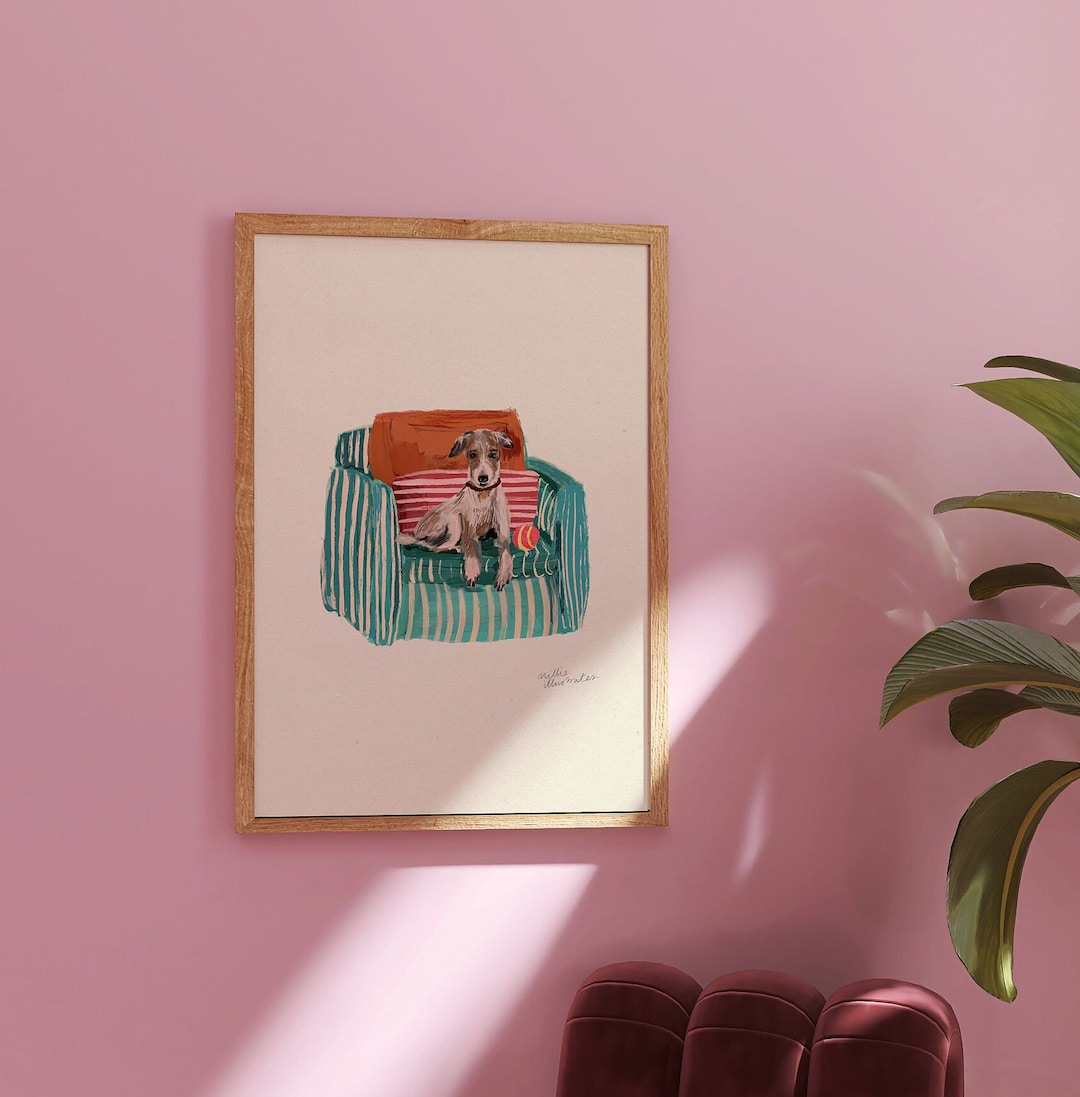 Whippet Print | Dogs on Chairs Collection | 5x7 Inches / A5 / A4 / A3 ...