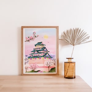 Osaka Castle, Japan Print, Illustrated Print, Travel Poster - Etsy