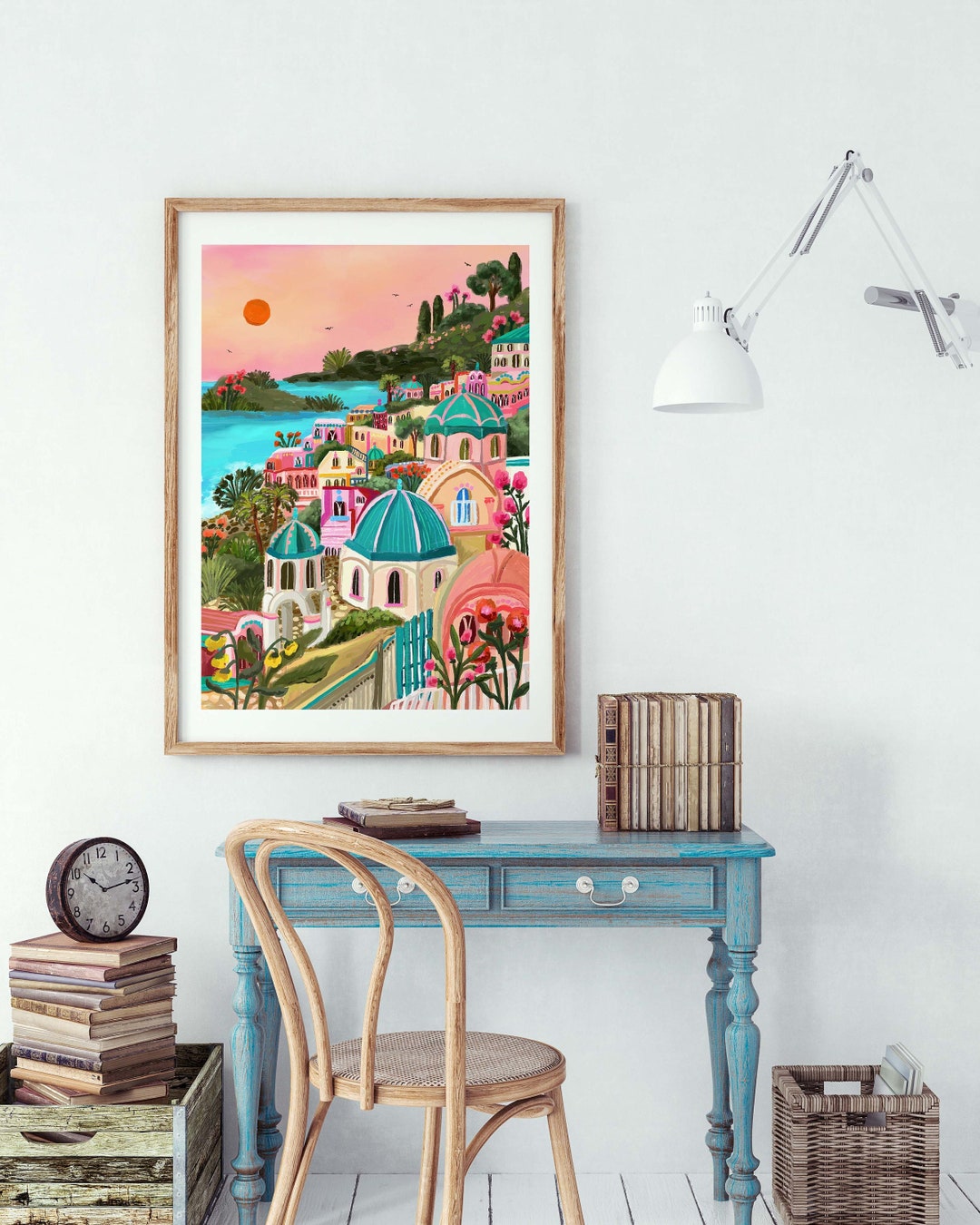Santorini Sun Print | Greece Poster A5 / A4 / A3 / A2 / A1 - Etsy