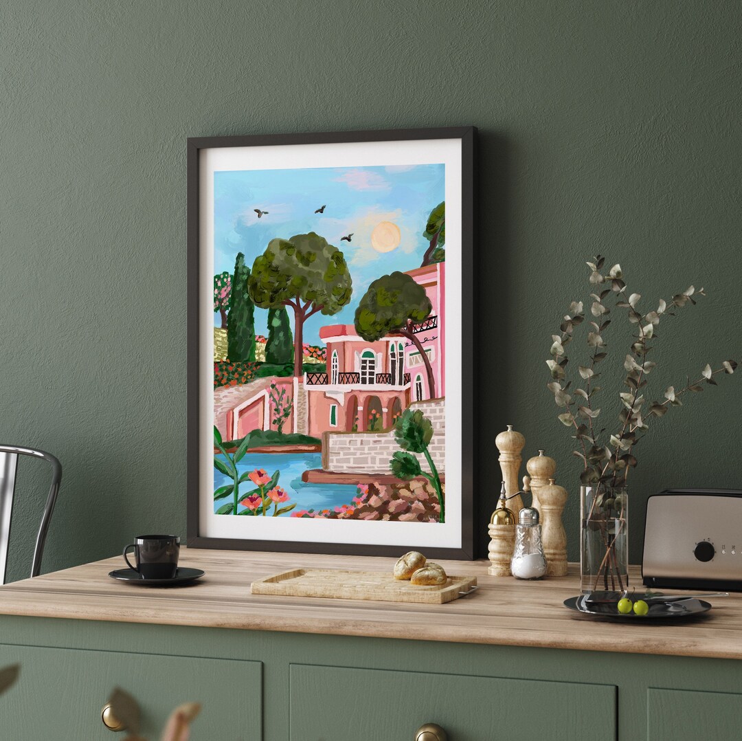 La Fleur Du Cap Print, Cap Ferrat, Illustrated Print, French Riviera ...