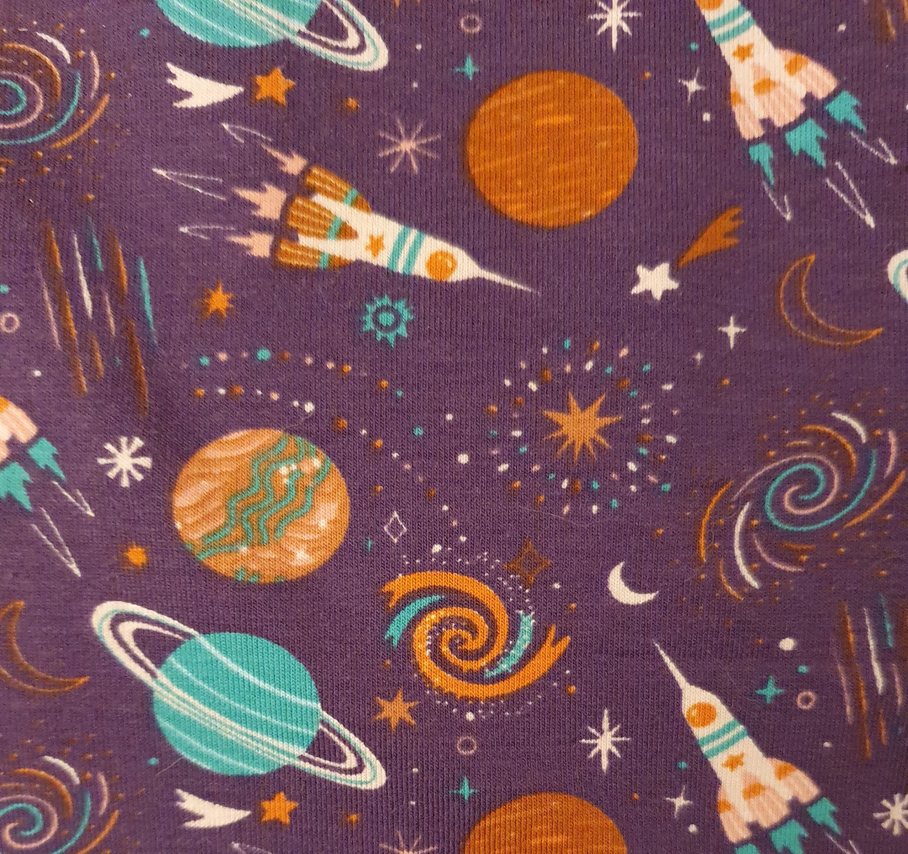 Purple Space Themed Cotton Jersey Fabric | Etsy