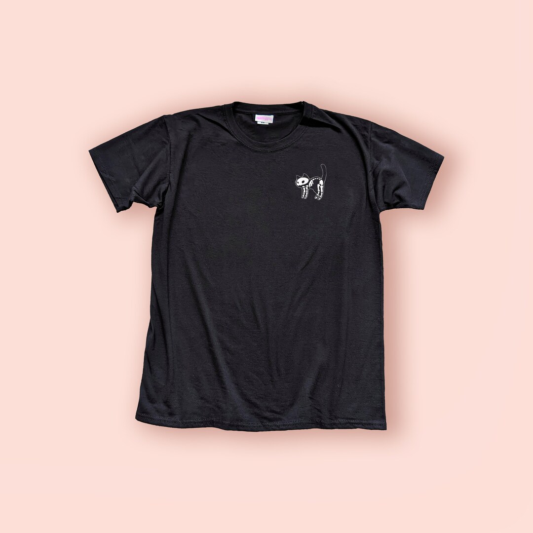 Cute Skeleton Cat Fuzz T-shirt Embroidered, Kawaii, Anime, Japan, Alien ...