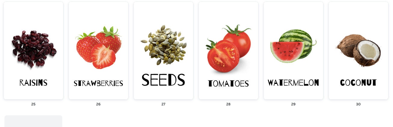 30 Fruity Flashcards 3x5 In, Fruits Nuts and Seeds Vocabulary, TESOL ...