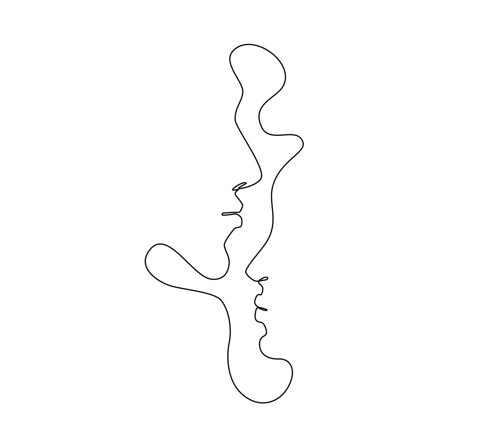 One Line Drawing Man And Woman Faces Couple Kissing Profiles Etsy