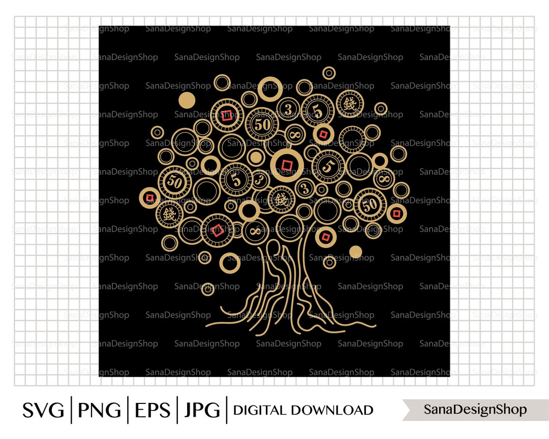 Money Tree Svg, Tree Svg, Tree Print, Chinese Money Sign, Feng Shui ...