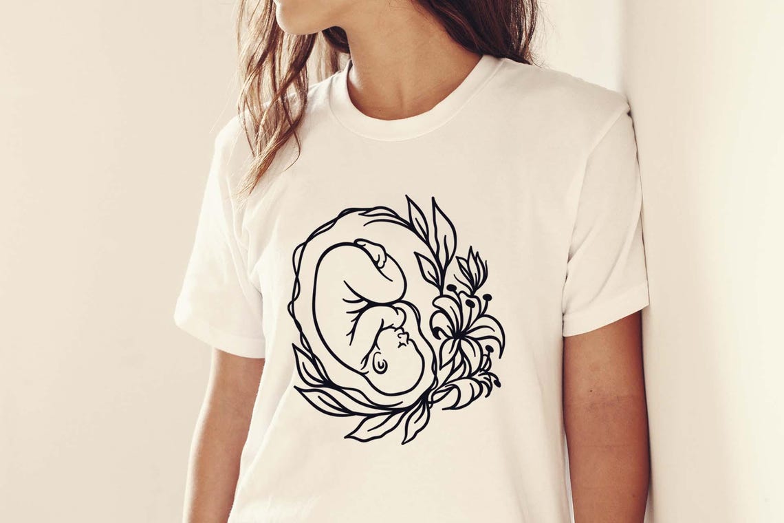 Fetus in Womb SVG, Newborn Baby Clip Art, Pregnancy Silhouette (digital ...