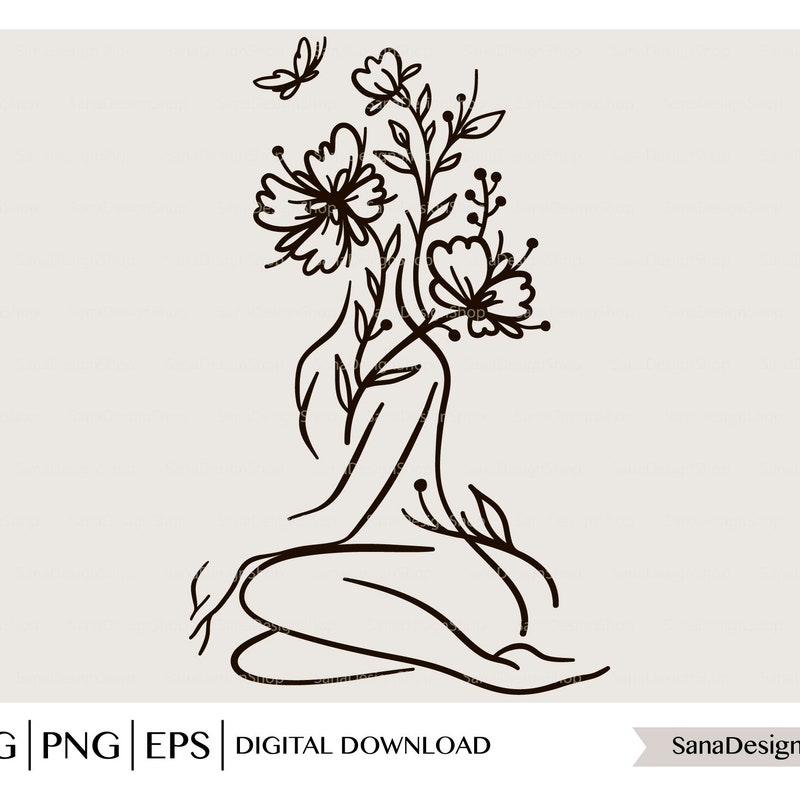 Female Body Line Art - Etsy