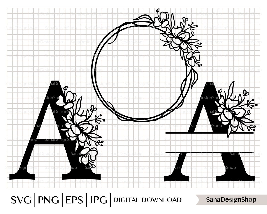 Alfabeto floral svg, Una letra A svg, Letra floral svg, Monograma ...